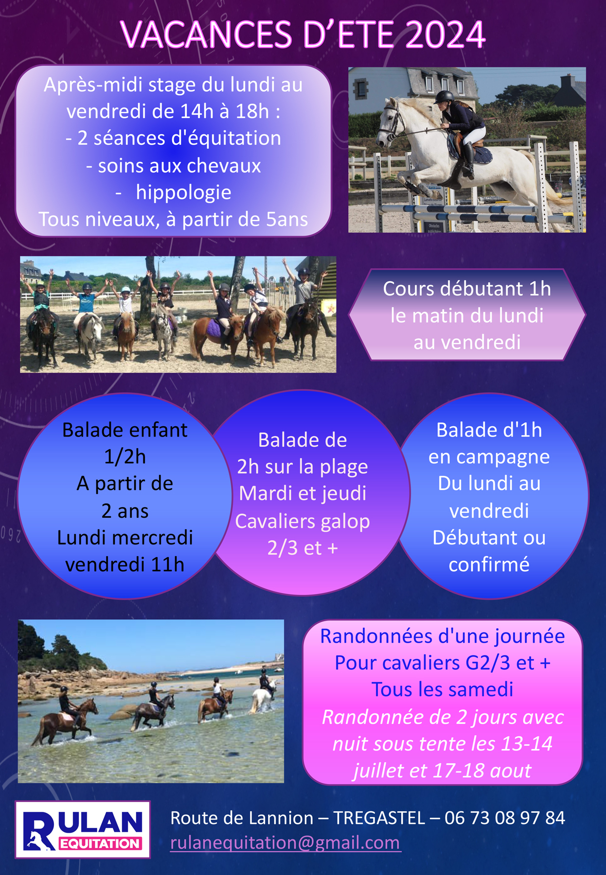 Programme des vacances Rulan équitation à Trégastel